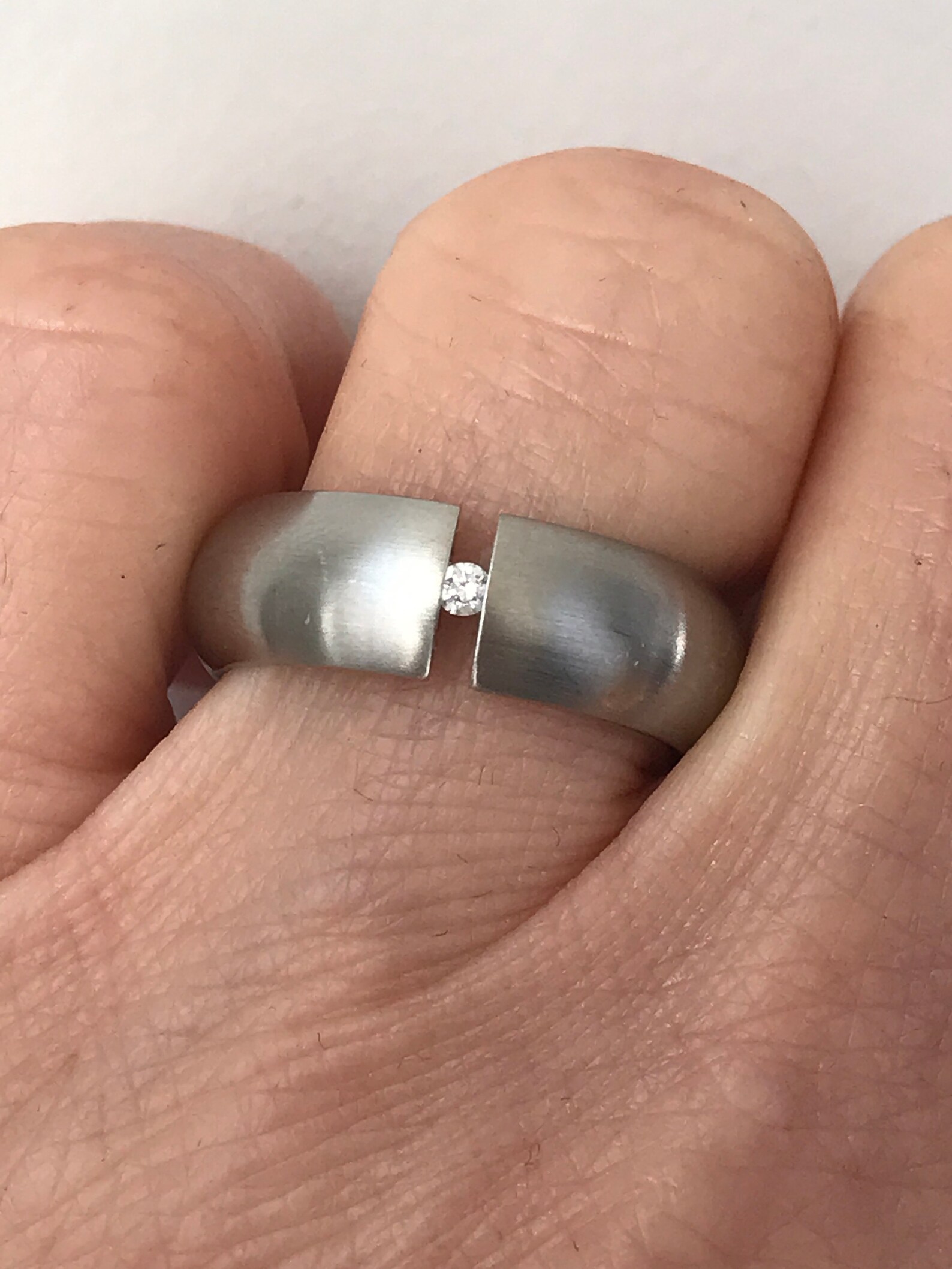 Sleek Stainless Steel Tension Ring With Diamond - Etsy
