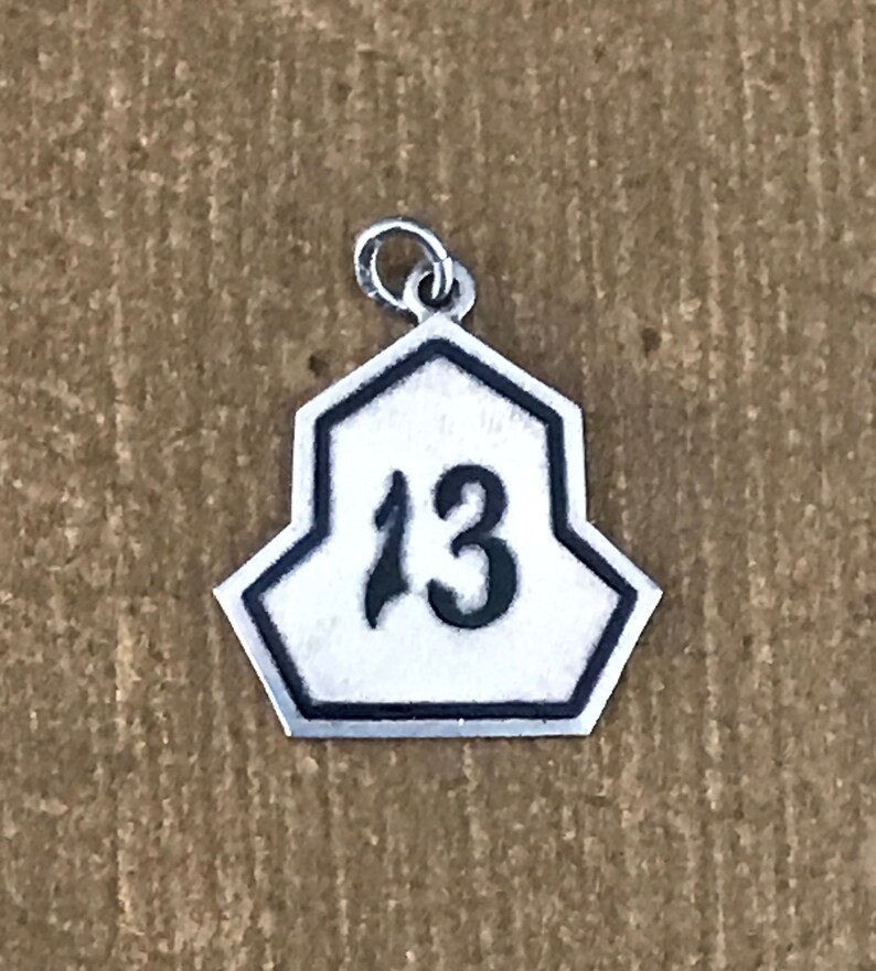 Vintage Sterling Silver Enamel Lucky 13 Charm Pendant - Etsy