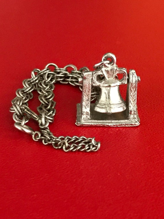 Vintage Liberty Bell Charm Bracelet Signed DFA - Gem