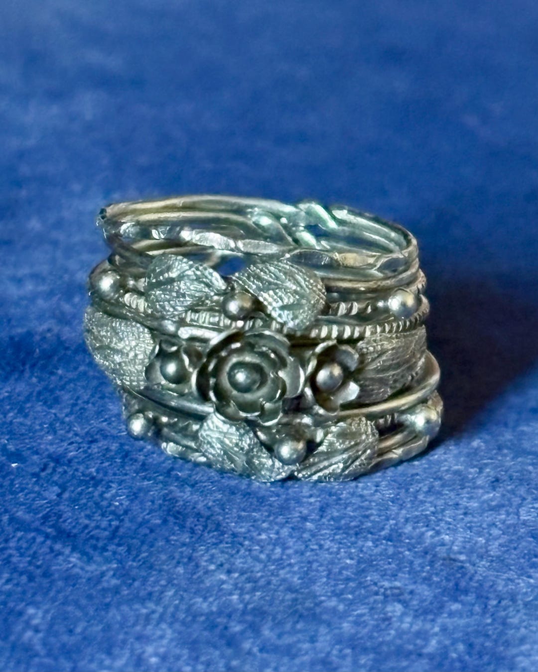 Vintage Sterling Silver Multi Band Floral Puzzle Ring - Etsy