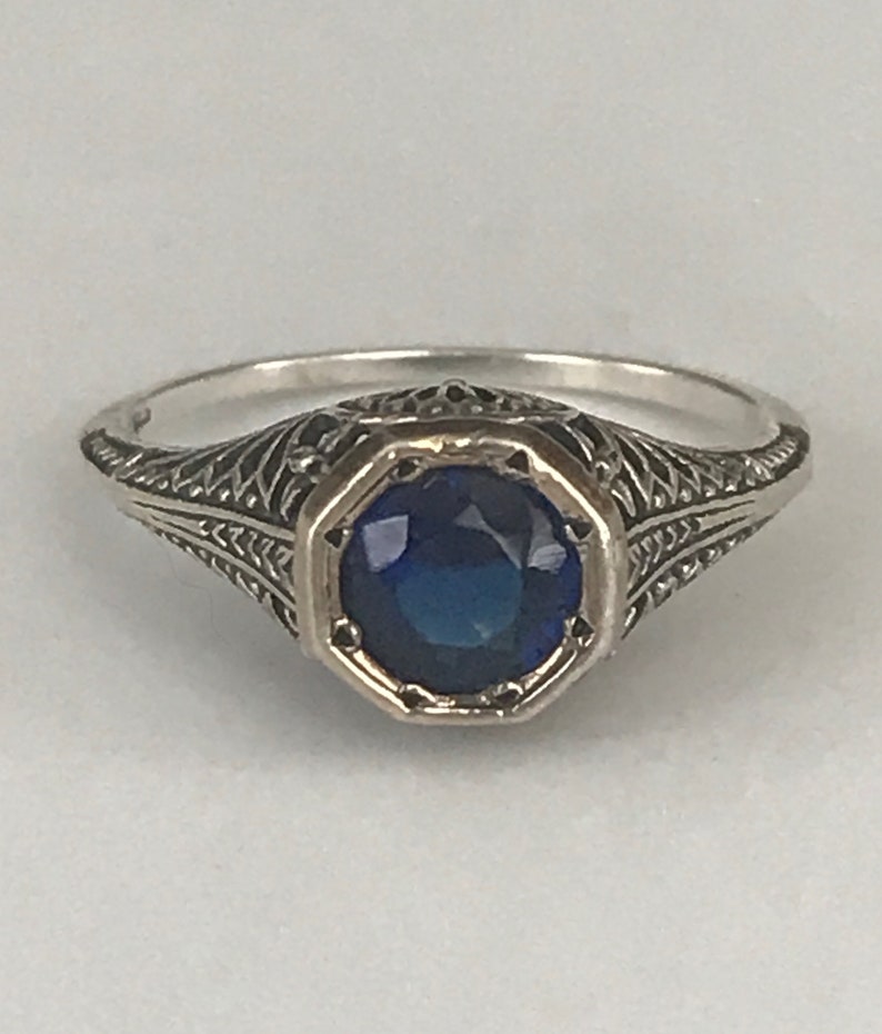 Sterling Silver Reproduction Art Deco Style Ring With Faceted Etsy