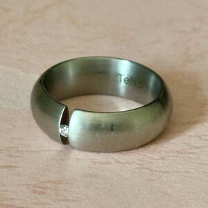 Sleek Stainless Steel Tension Ring With Diamond - Etsy
