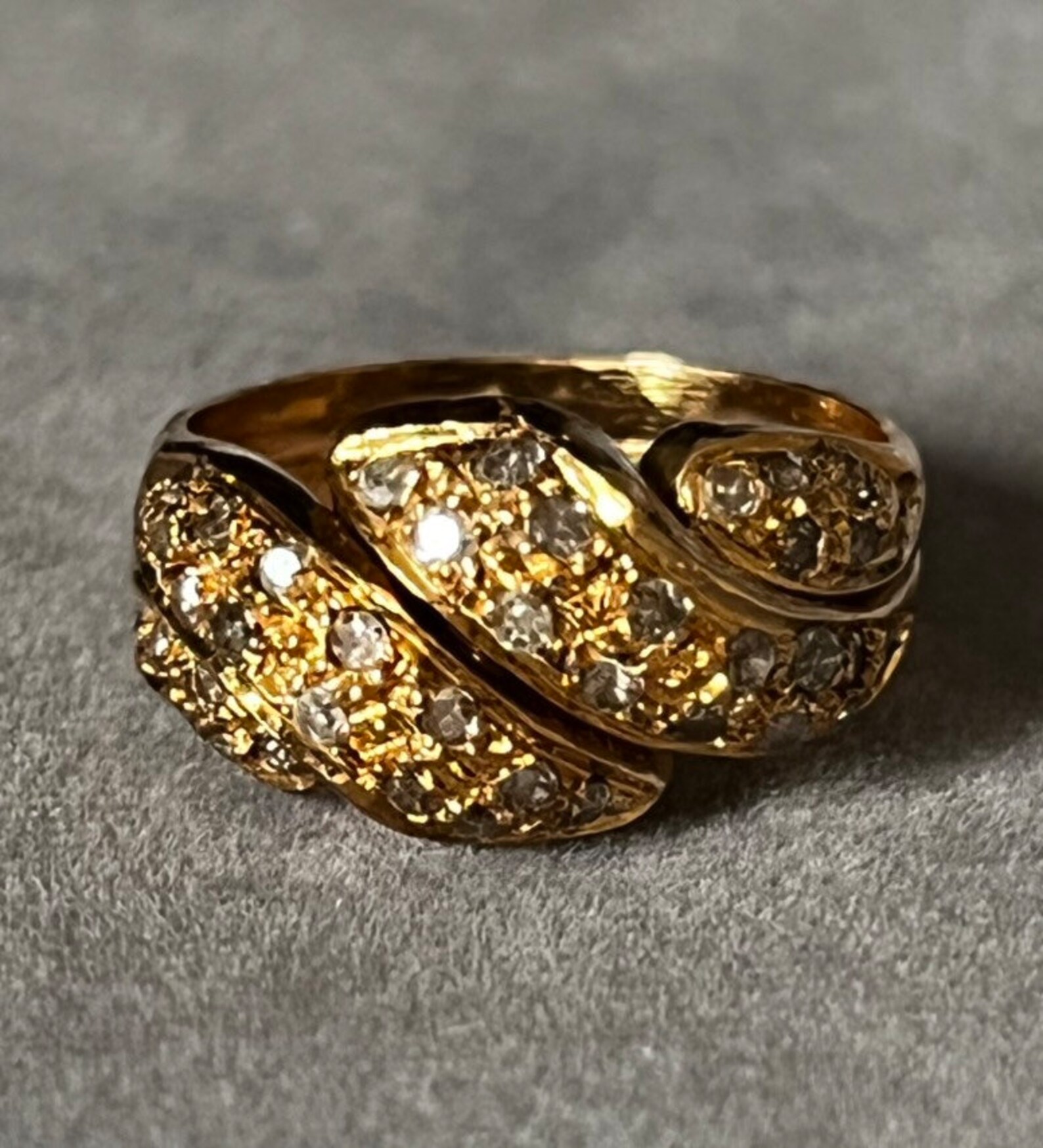 Vintage Unique 18K Yellow Gold Diamond Puzzle Ring With Two ...