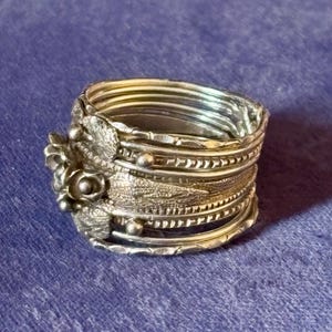 Vintage Sterling Silver Multi Band Floral Puzzle Ring - Etsy