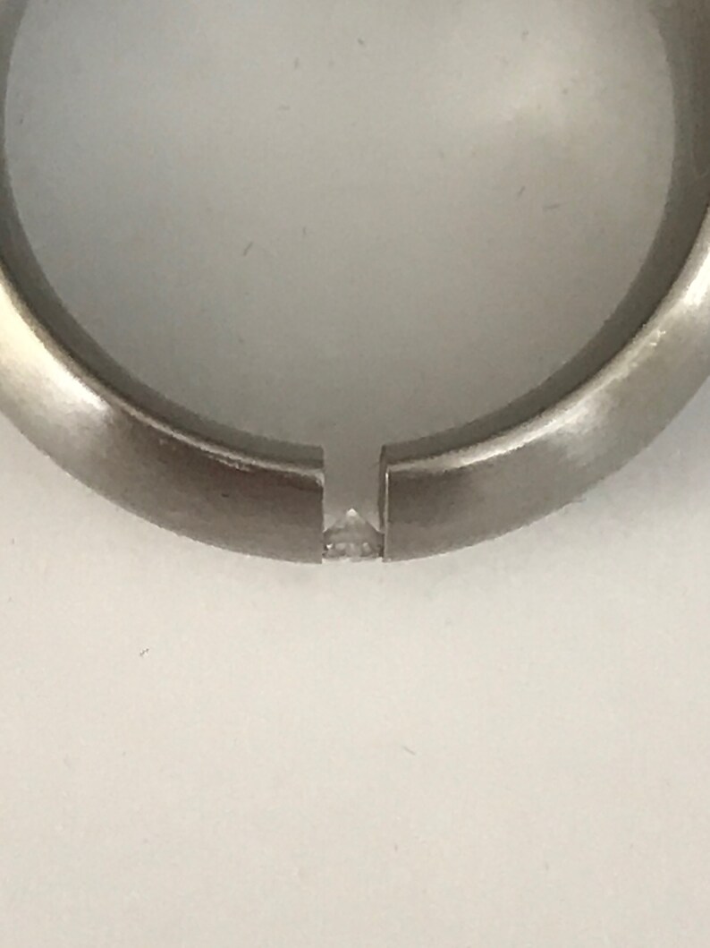 Sleek Stainless Steel Tension Ring With Diamond - Etsy