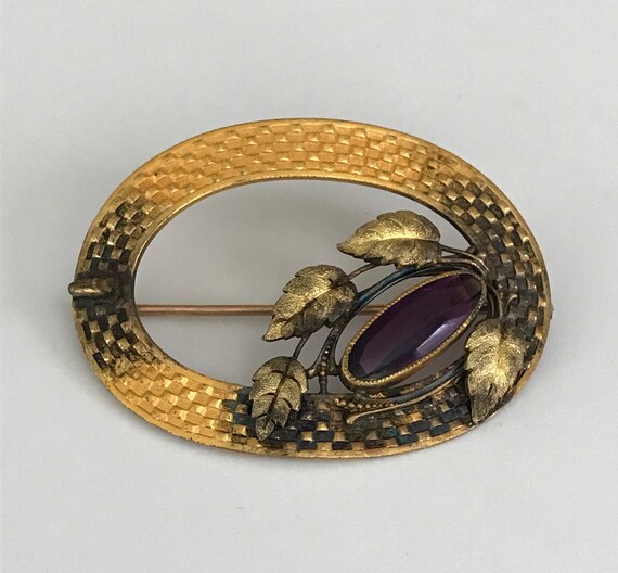 Antique Sash Pin With Purple Stone - Etsy