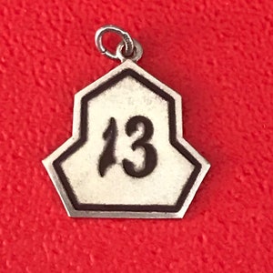 Vintage Sterling Silver Enamel Lucky 13 Charm Pendant - Etsy