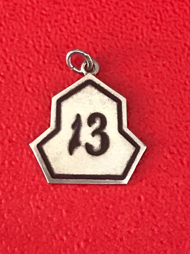 Vintage Sterling Silver Enamel Lucky 13 Charm Pendant | Etsy