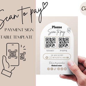 Editable Payment Templates/ Scan to Pay Template/ Customized QR Sign ...