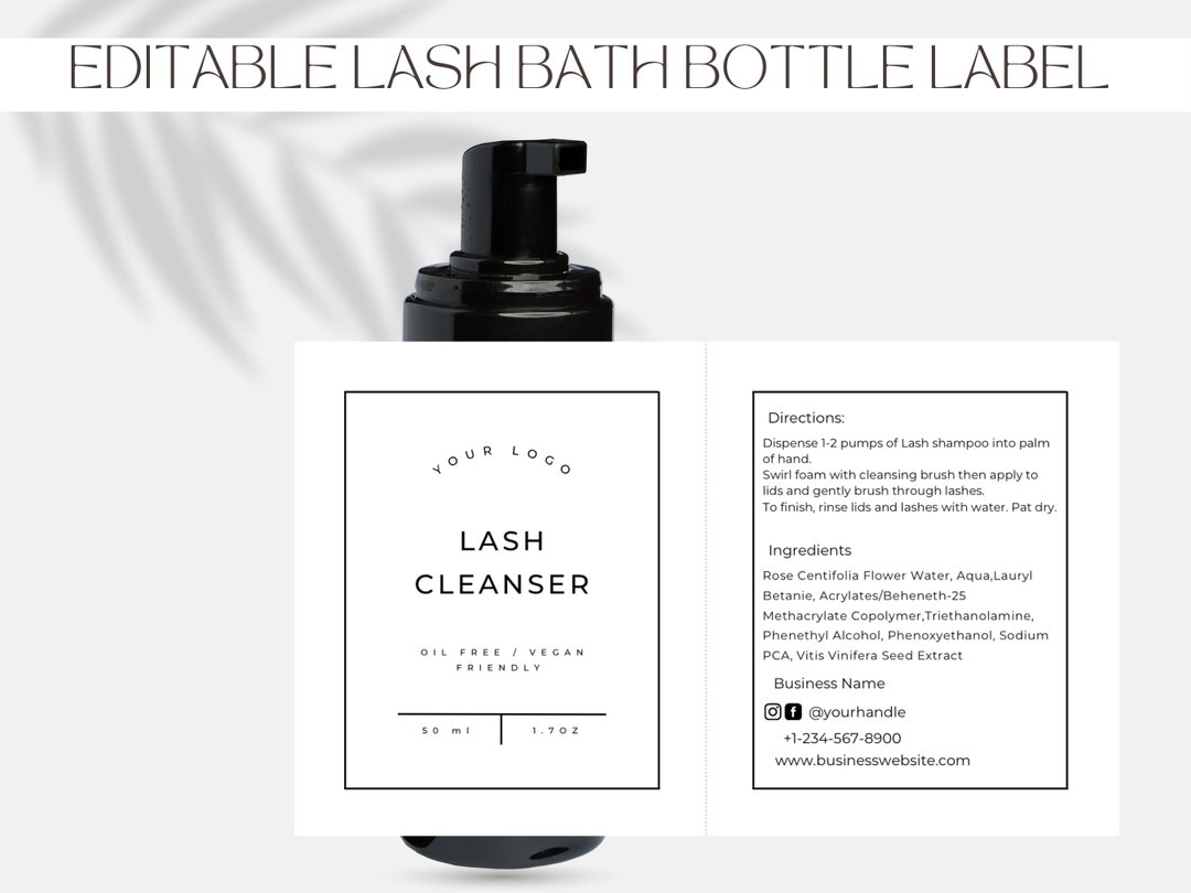 Lash Shampoo/ Lash Cleanser Bottle Label/sticker Template *** Fully ...