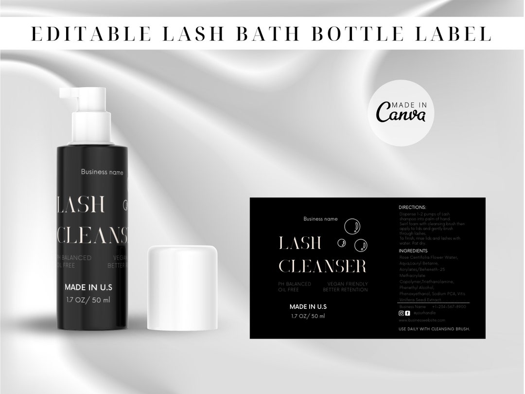 Minimalist Black Lash Shampoo/ Lash Cleanser Sticker/ Lash Bubble Bath ...
