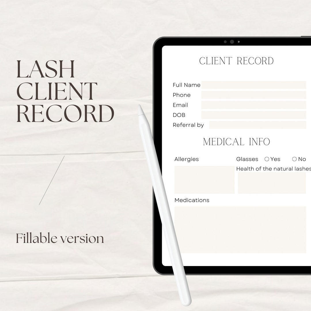 Eyelash Extensions Client Record Book/ Lash Client Record/ Lash Mapping ...