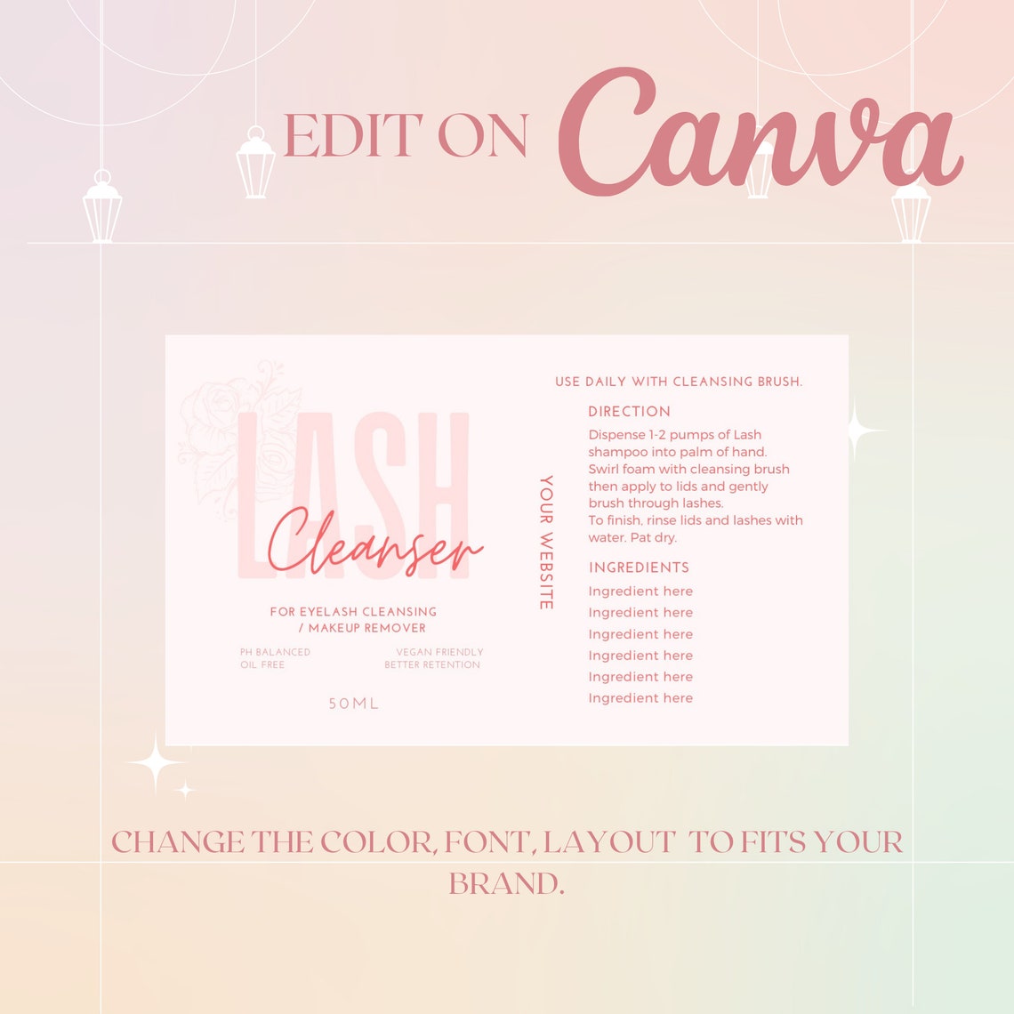 Lash Shampoo/ Lash Cleanser/ Lash Bath Bottle Label/sticker - Etsy