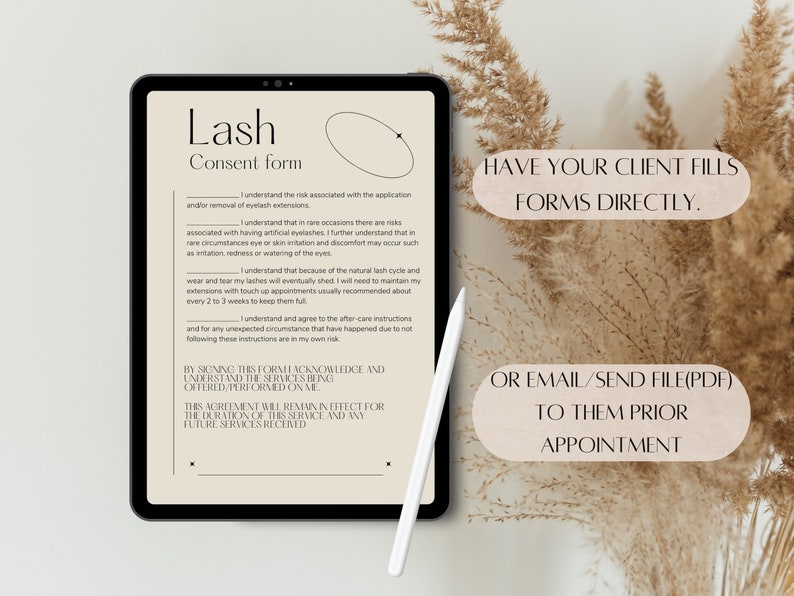 Lash Extensions Client Consent Form/ Clickable Client Record/ Lash Tech ...