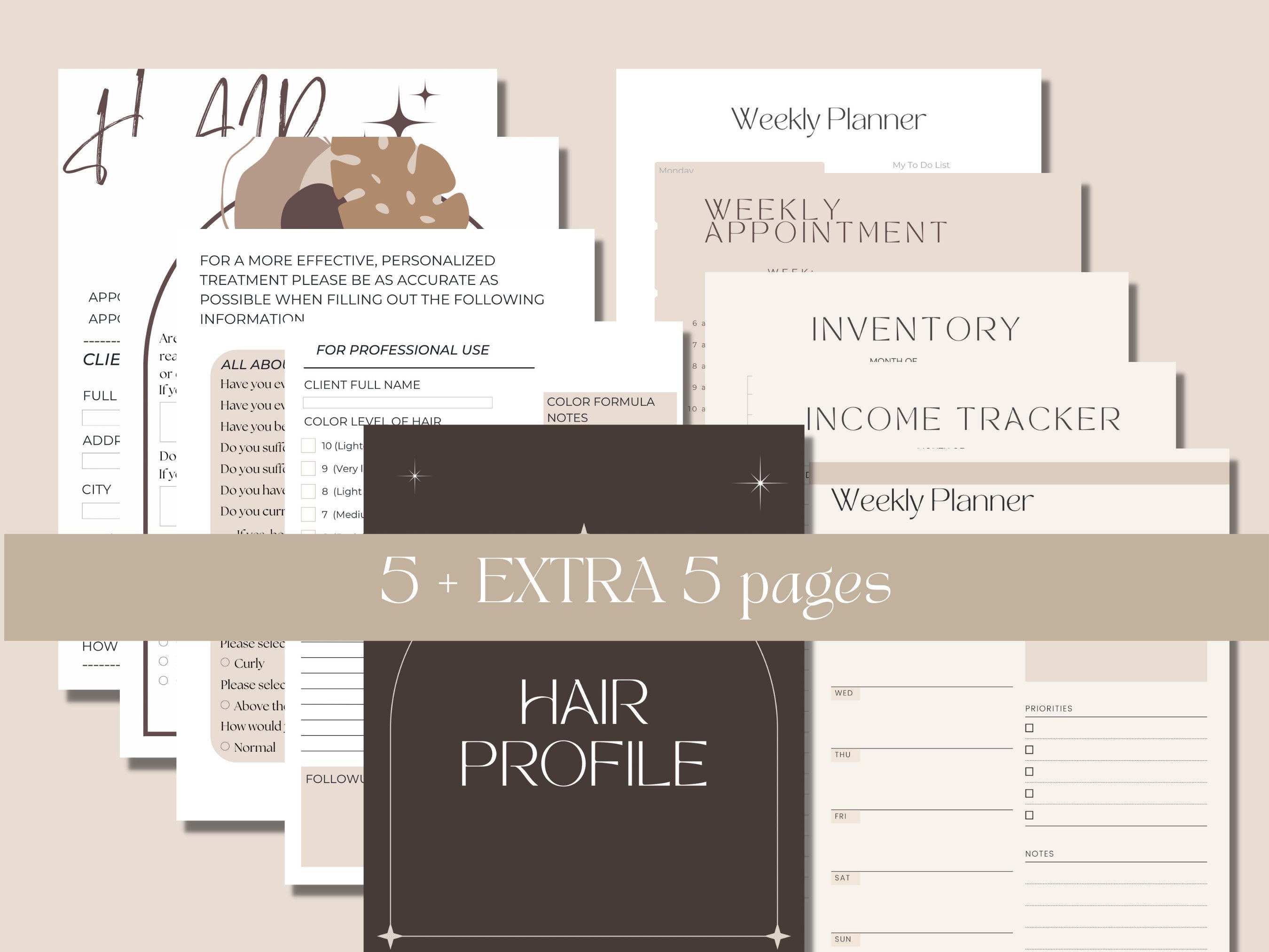 Hair Profile Client Information Form/ Hair Client Record/ Hairstylist ...