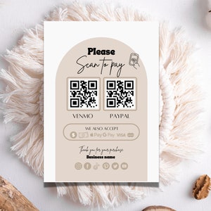 Editable Payment Templates/ Scan to Pay Template/ Customized QR Sign ...