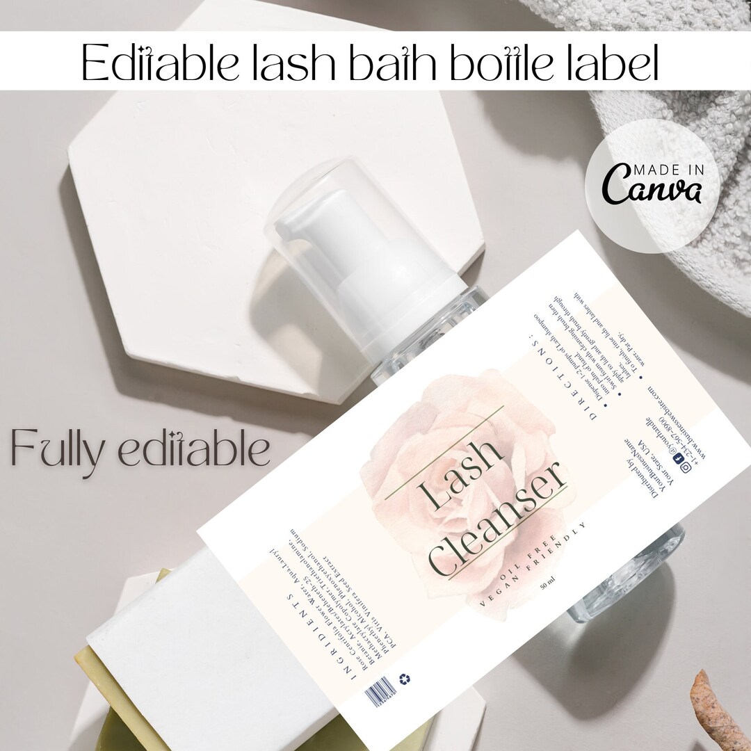 Lash Shampoo/ Lash Cleanser/ Lash Bath Bottle Label/sticker Template ...