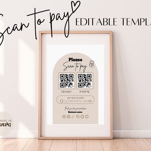 Editable Payment Templates/ Scan to Pay Template/ Customized QR Sign ...