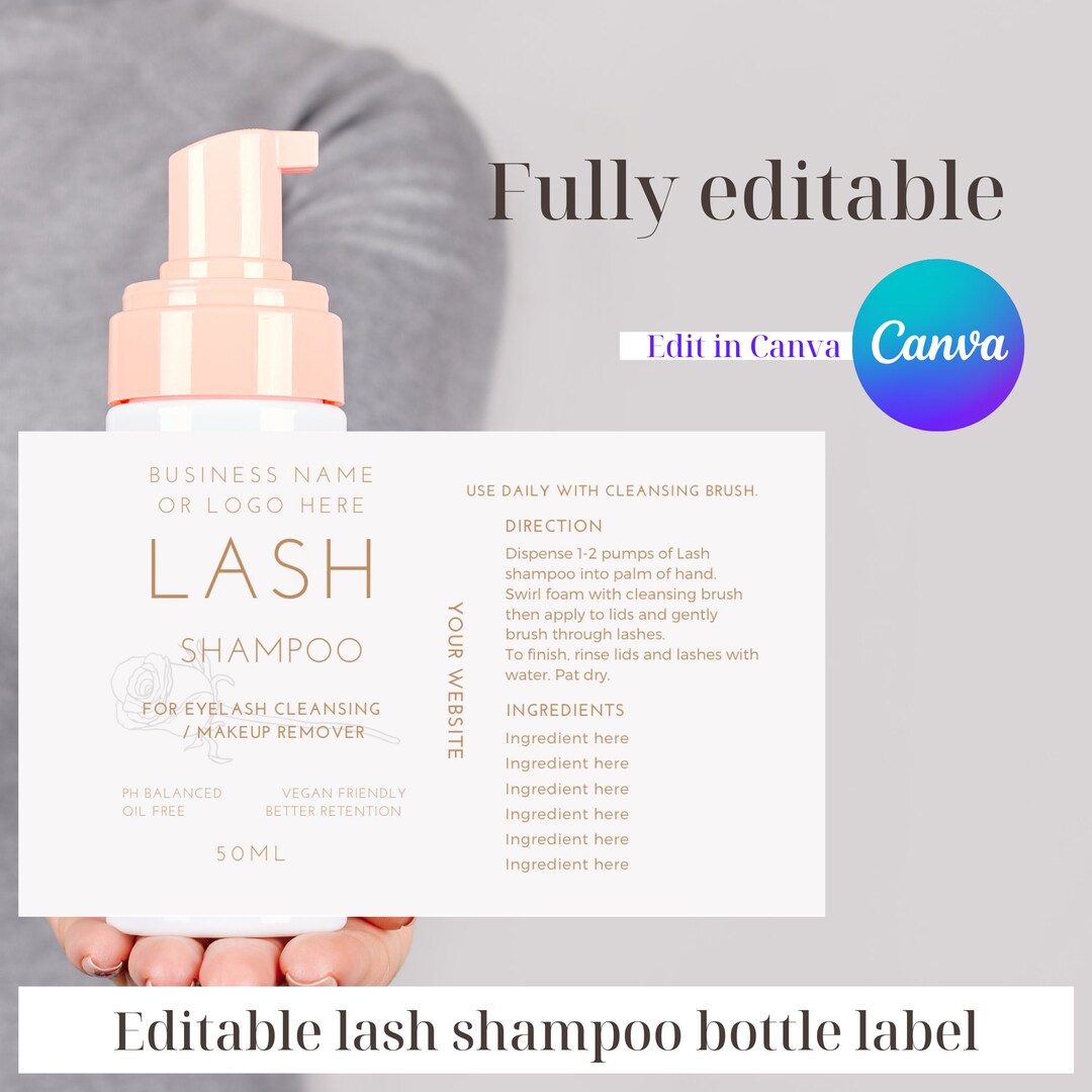 Lash Shampoo/ Lash Cleanser Bottle Label/sticker Template *** Fully ...