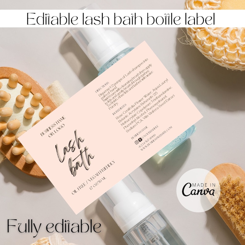 Lash Shampoo/ Lash Cleanser/ Lash Bath Bottle Label/sticker Template ...