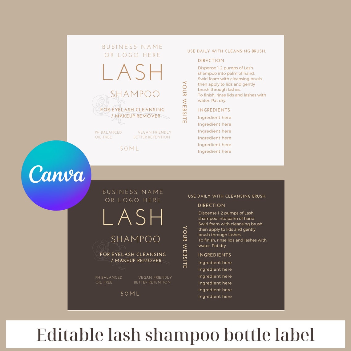 Lash Shampoo/ Lash Cleanser Bottle Label/sticker Template - Etsy