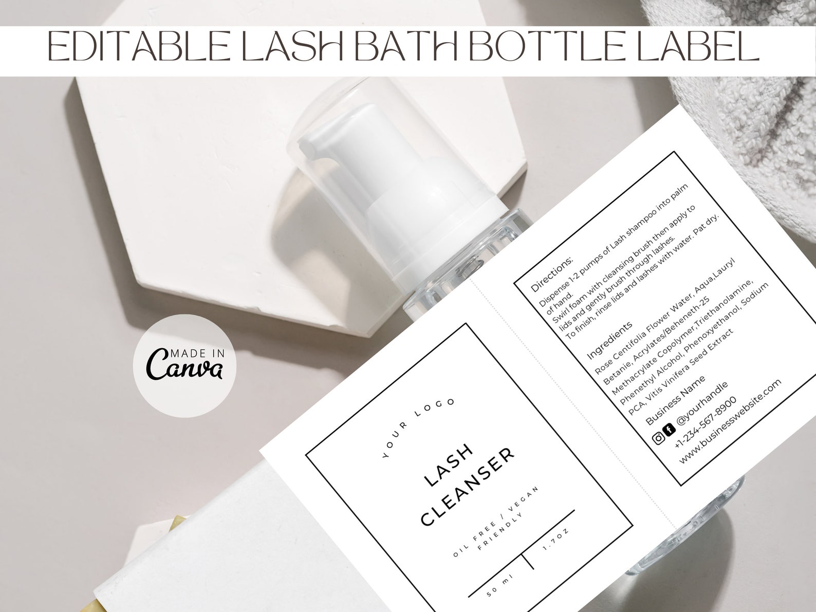 Lash Shampoo/ Lash Cleanser Bottle Label/sticker Template *** Fully ...