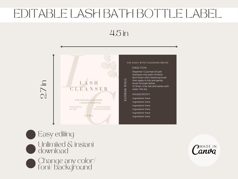 Lash Shampoo/ Lash Cleanser Bottle Label/sticker Template *** Fully ...