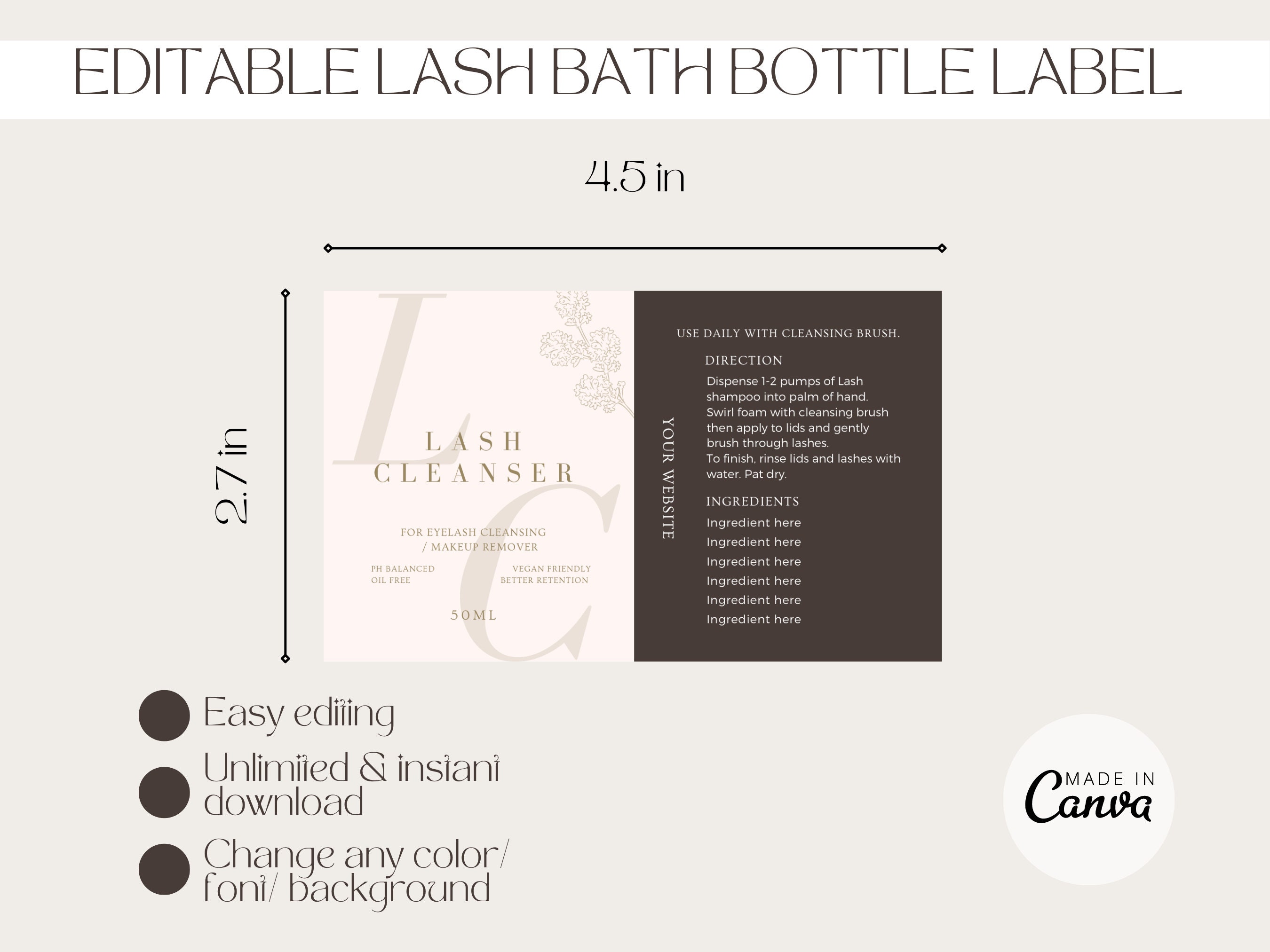Lash Shampoo/ Lash Cleanser Bottle Label/sticker Template *** Fully ...