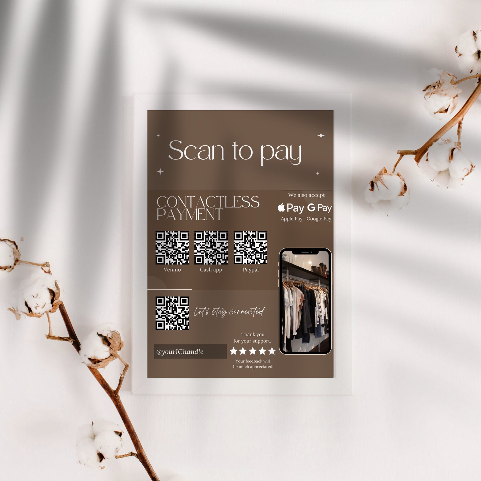 Editable Payment Templates/ Scan to Pay Template/ Customer QR Sign - QR ...