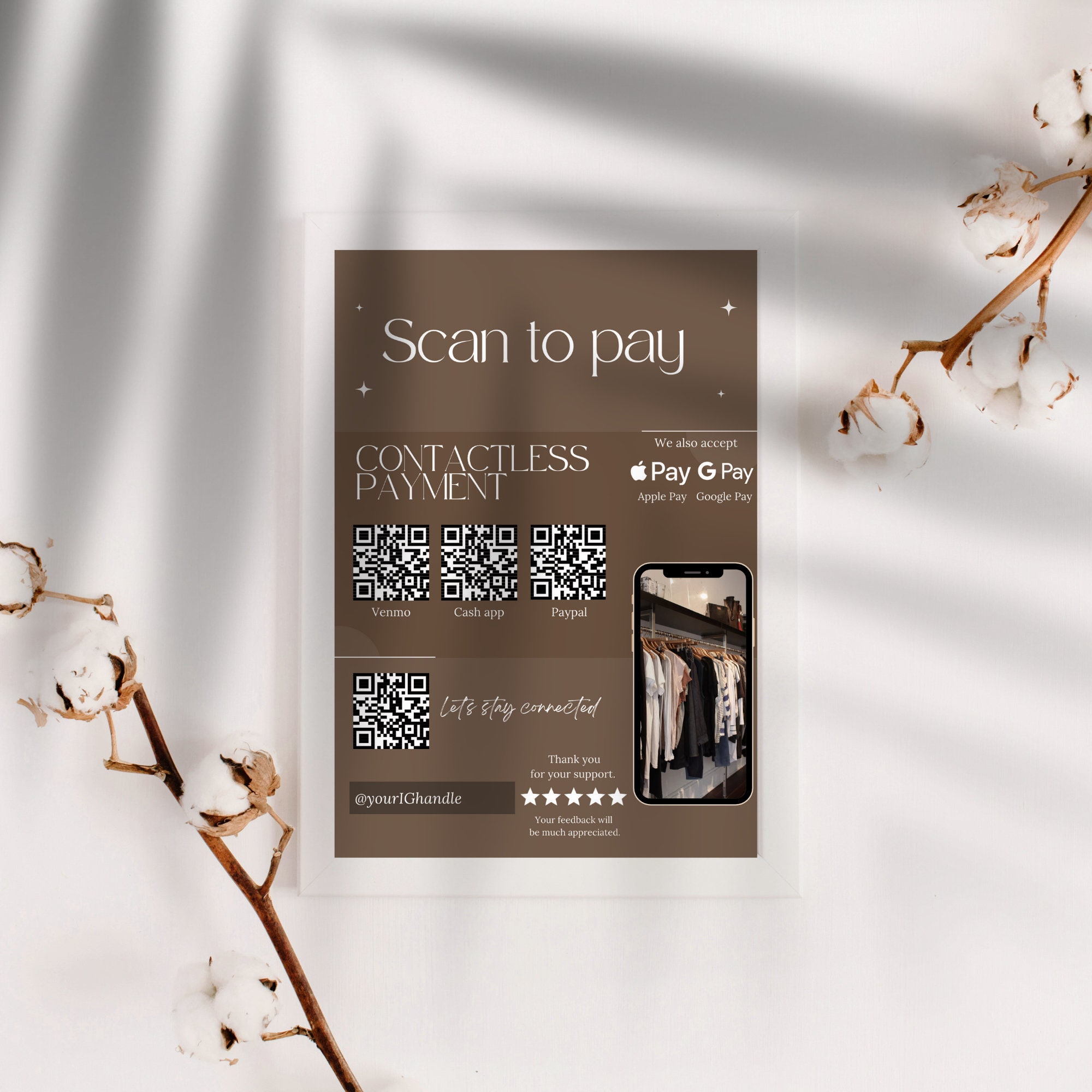 Editable Payment Templates/ Scan to Pay Template/ Customer QR Sign - QR ...