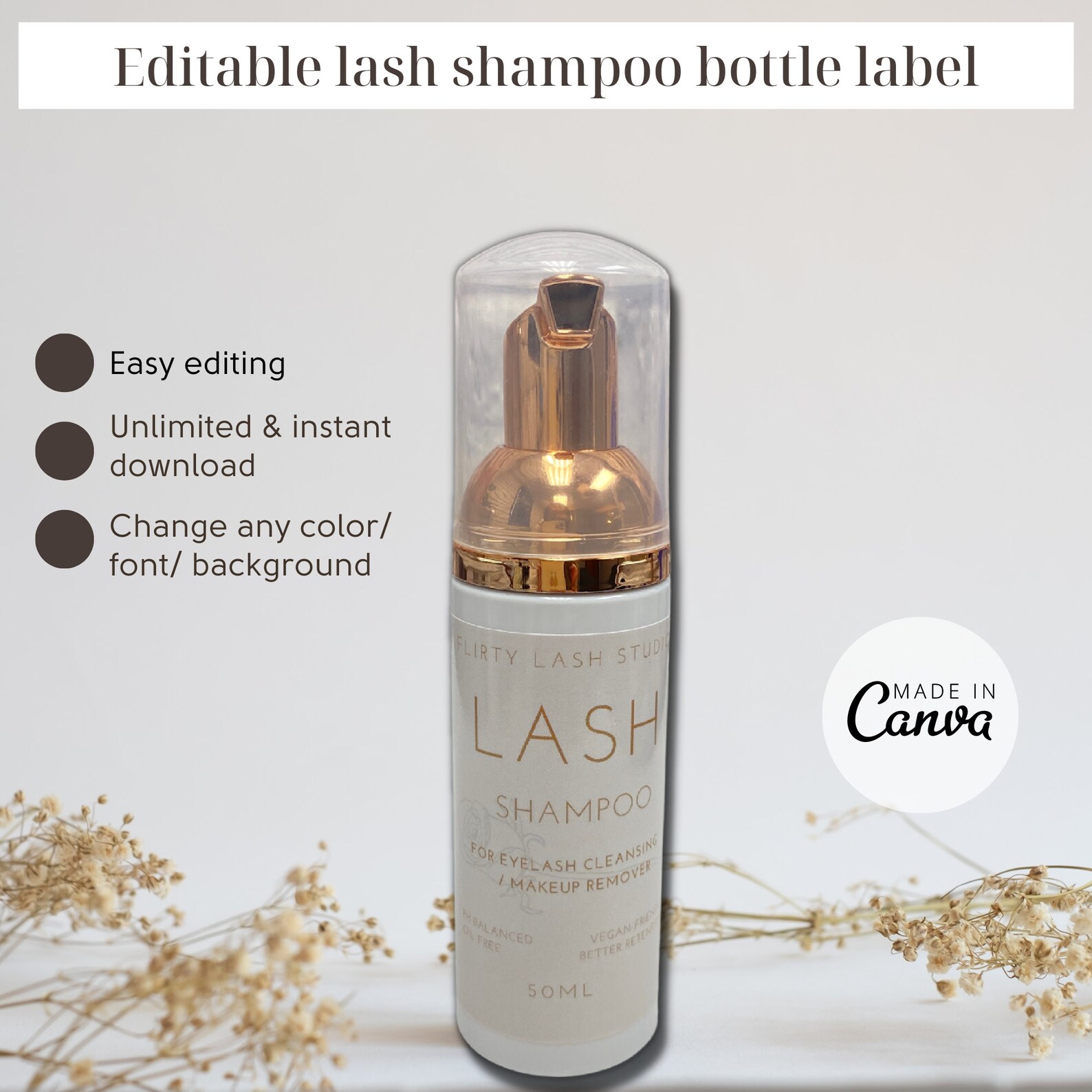 Lash Shampoo/ Lash Cleanser Bottle Label/sticker Template *** Fully ...