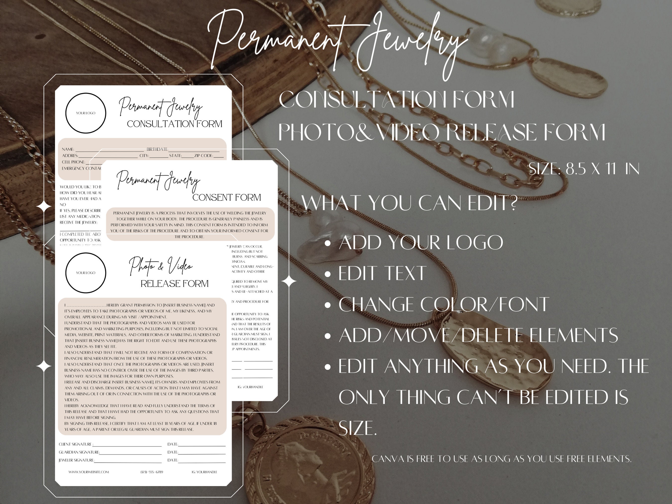 Permenant Jewelry Ultimate Template Kit / Client Form / Scan to Pay ...
