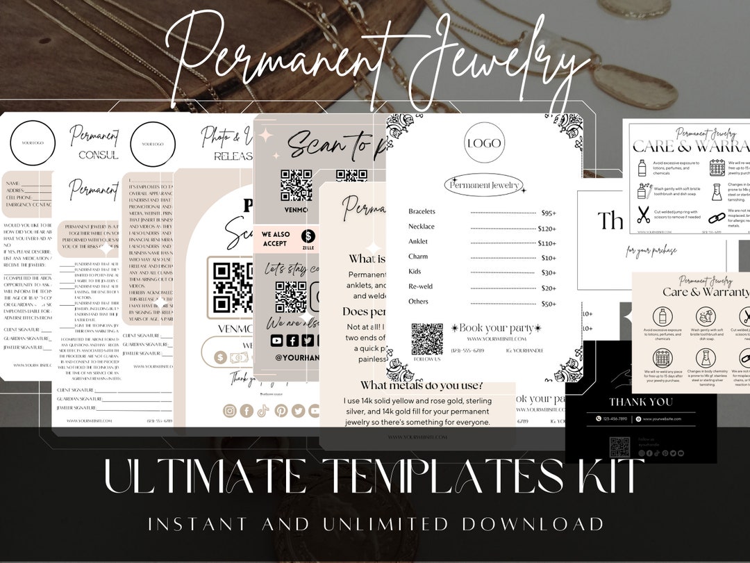 Permenant Jewelry Ultimate Template Kit / Client Form / Scan to Pay ...