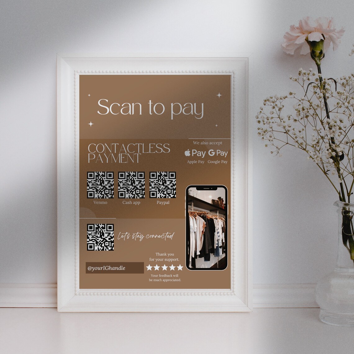 Editable Payment Templates/ Scan to Pay Template/ Customer QR Sign QR ...