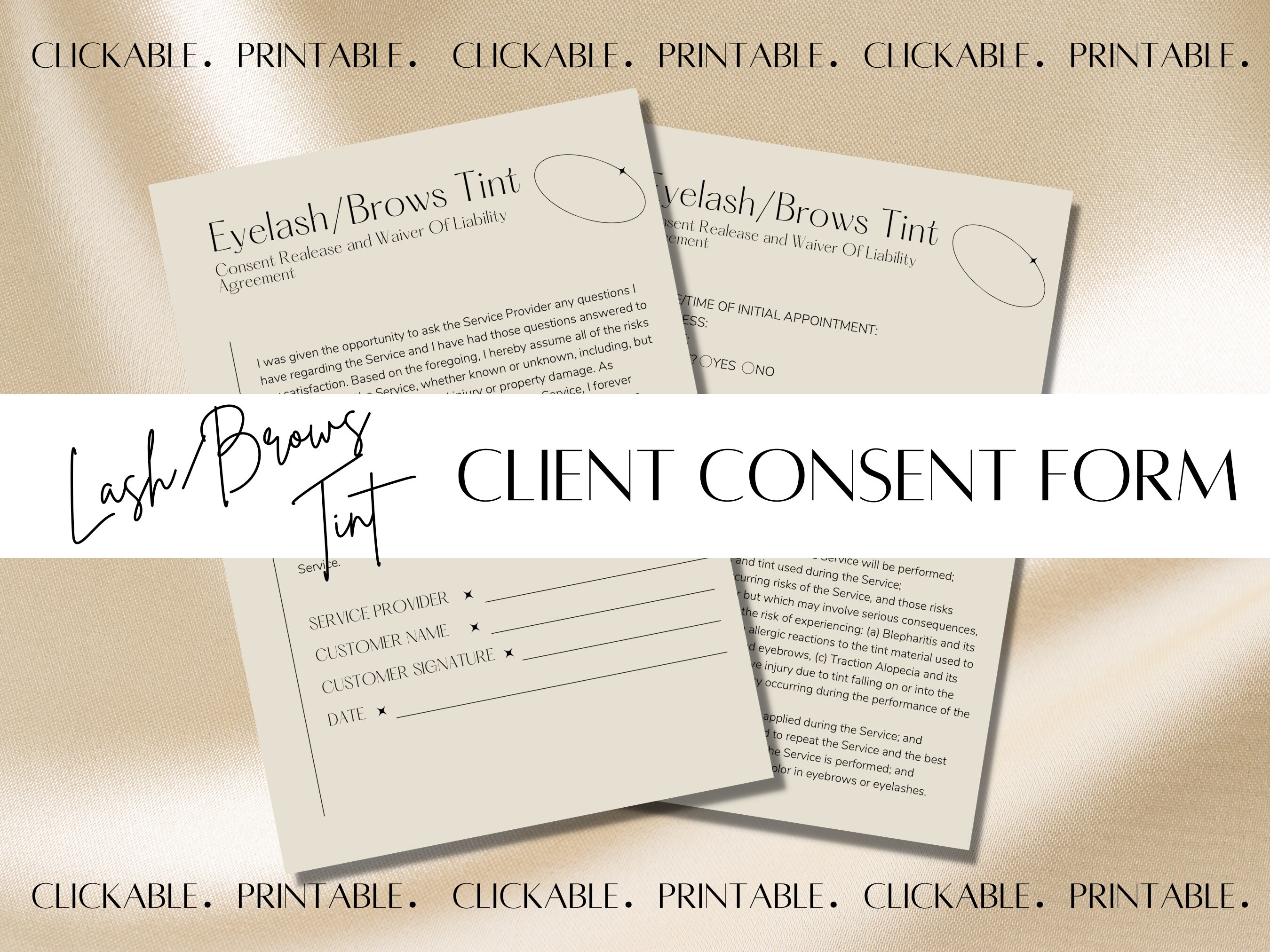 Lash/brows Tint Client Consent Form/ Clickable Client Record/ Lash Tech ...