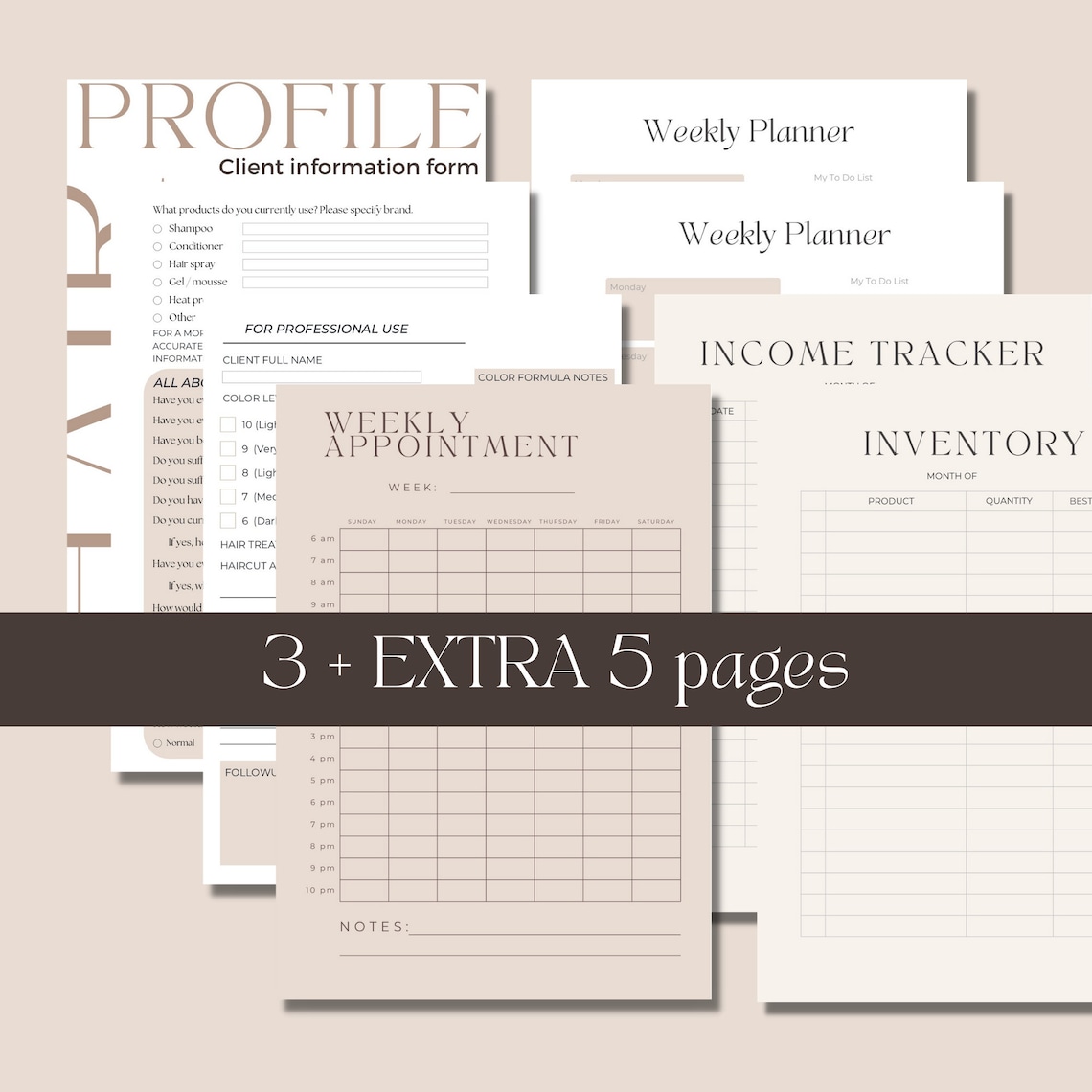 Hair Profile Client Information Form/ Hair Client Record/ Hairstylist ...
