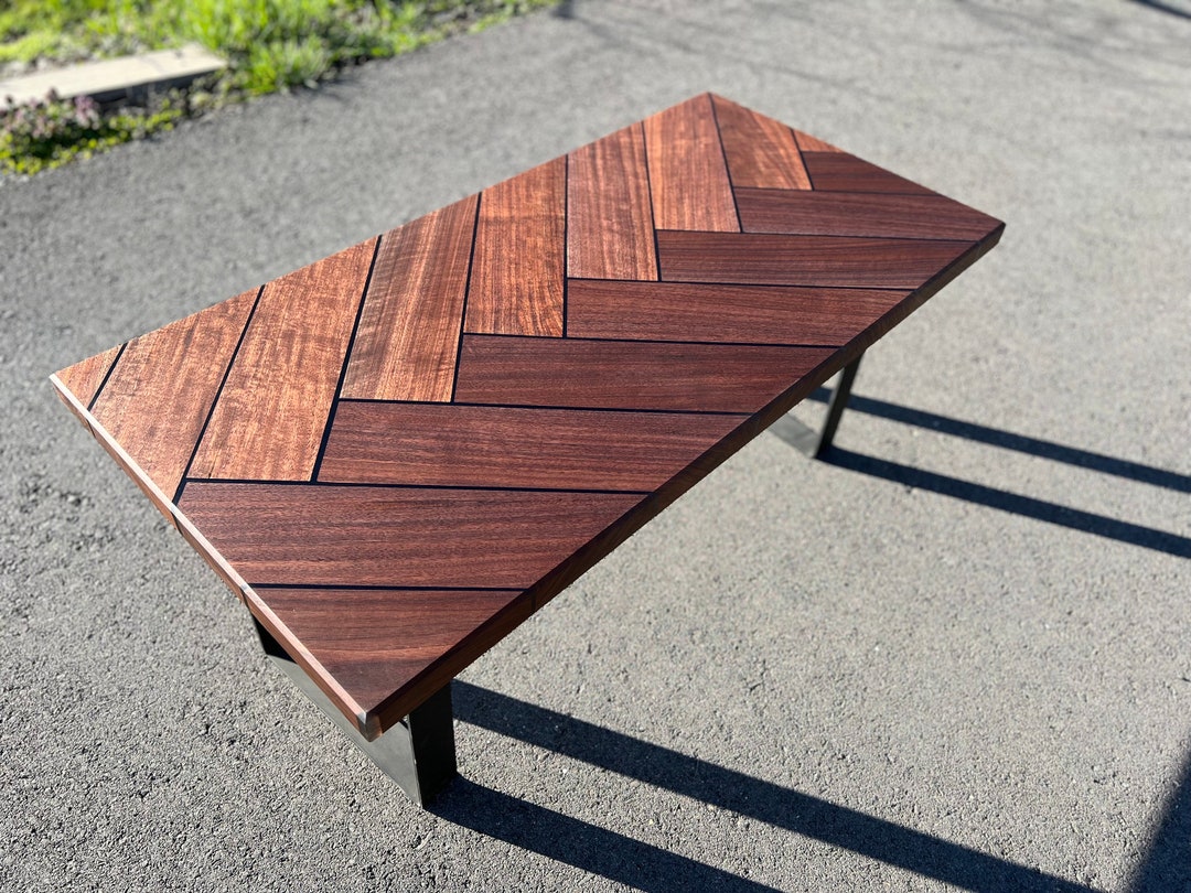 Walnut Herringbone Coffee Table - Etsy