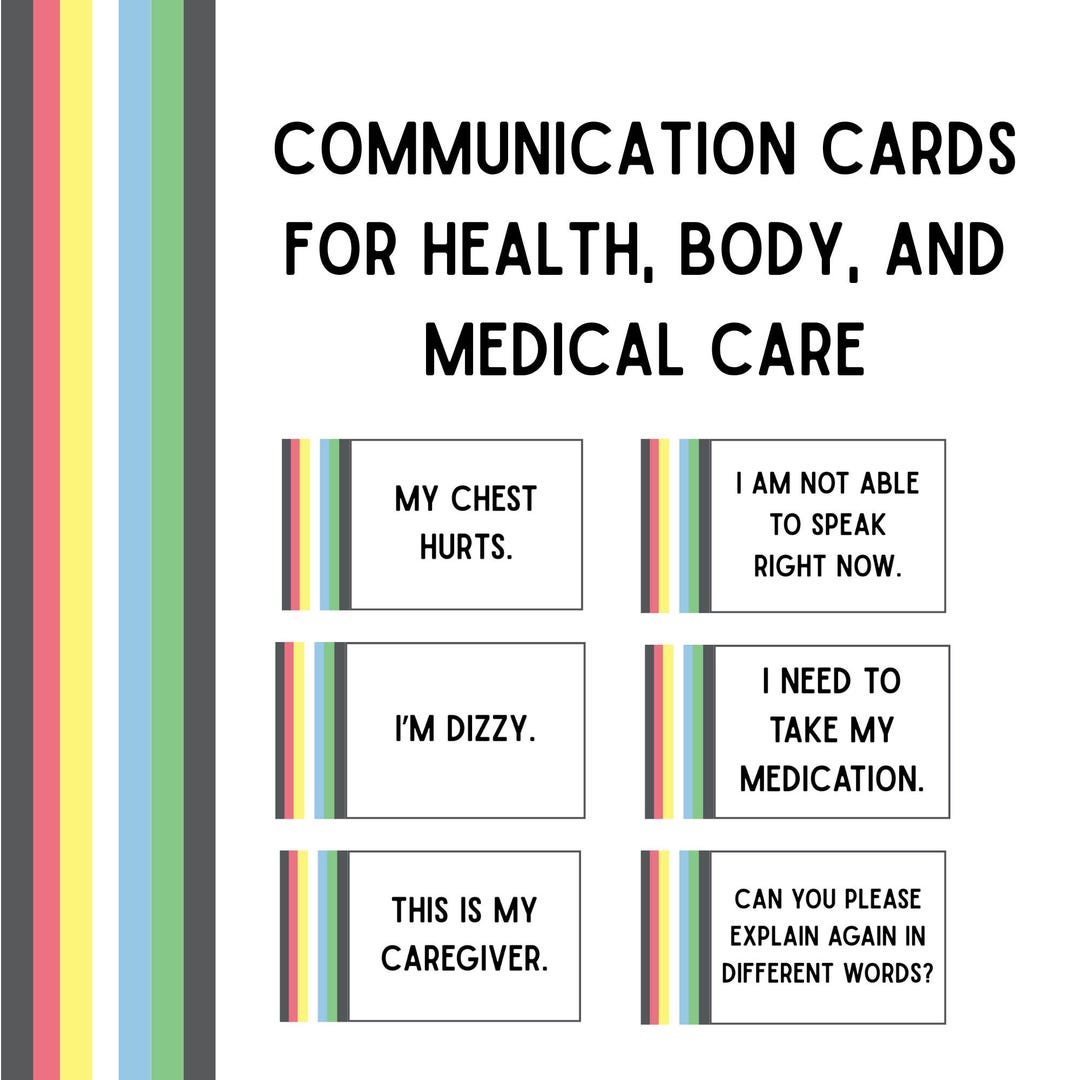 Disability Pride Printable Communication Cards for Health, Body, and ...