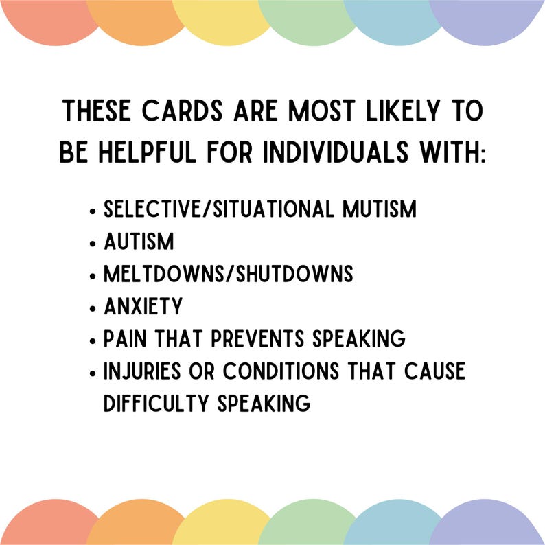 Rainbow Printable Communication Cards for Health, Body, and Medical ...