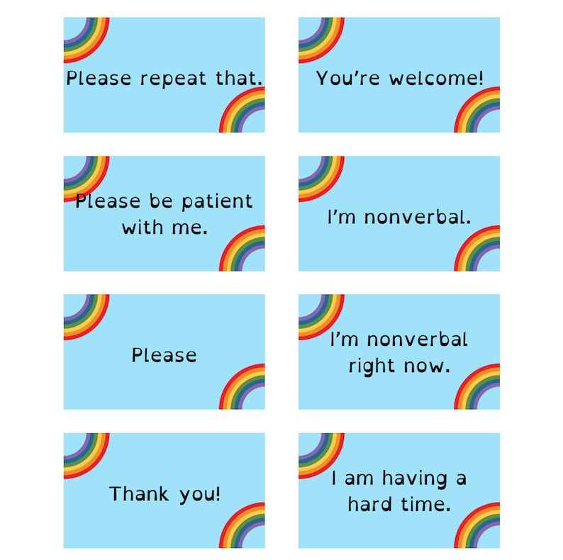Rainbow Communication Cards for Adults, AAC for Nonverbal, Autism ...