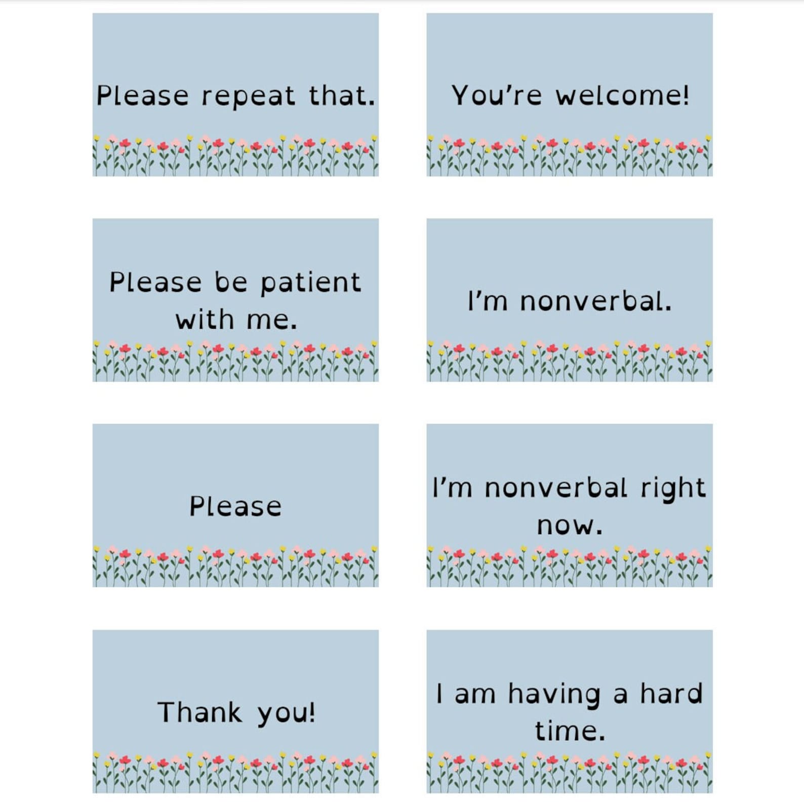 Wildflower Communication Cards for Adults, AAC for Nonverbal, Autism ...