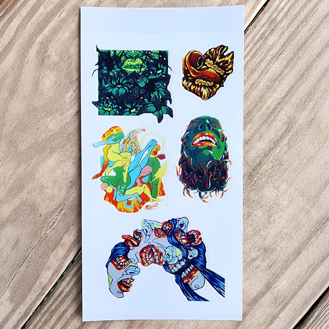 Screenprint Classics Sticker Sheet - Mouths, Plants, Legs - 5 Stickers ...