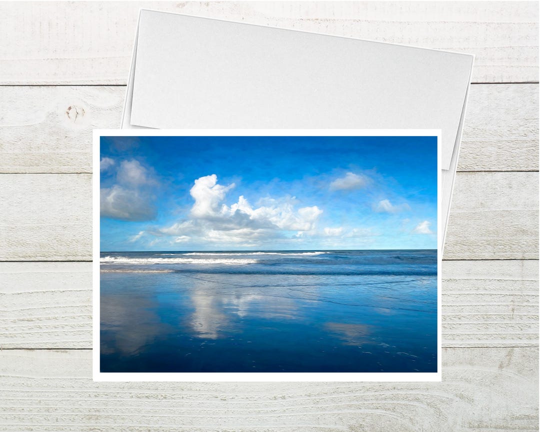 Ocean Photo Greeting Card – Beach Waves Art – Handmade 5x7 Blank Note ...