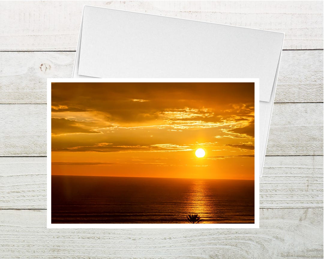 Ocean Sunrise Photo Art Greeting Cards Handmade, Beach Photography 5x7 ...