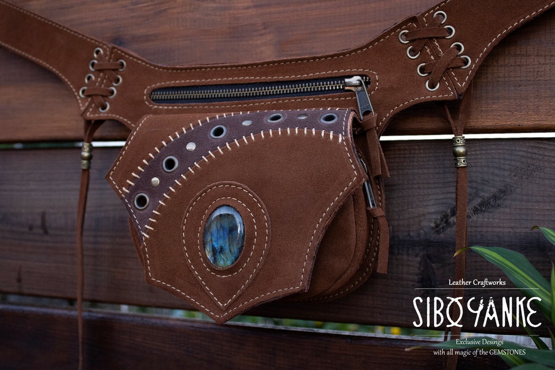 Leather Utility Belt Festival Belt With LABRADORITE Utility Belt model ...