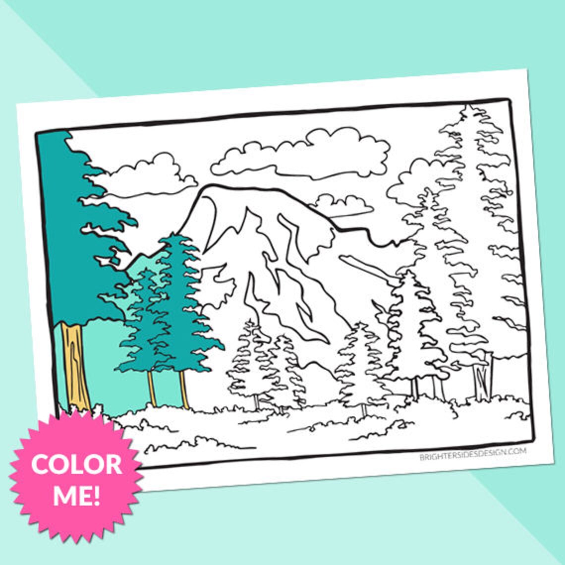 Mountain Coloring Page, Seattle Coloring Page Mount Rainier Coloring ...