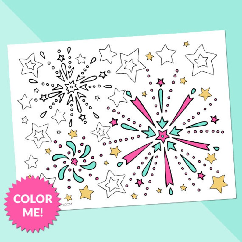 New Year's Eve Fireworks Coloring Pages Printable 4th of July Adult ...