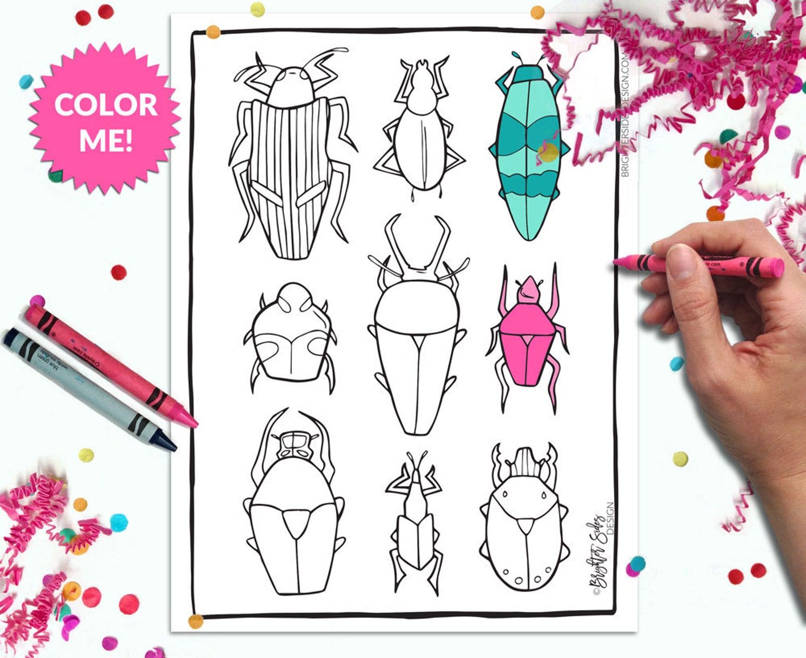 Printable Coloring Book Page for Kids, for Boys, for Girls, Insects ...