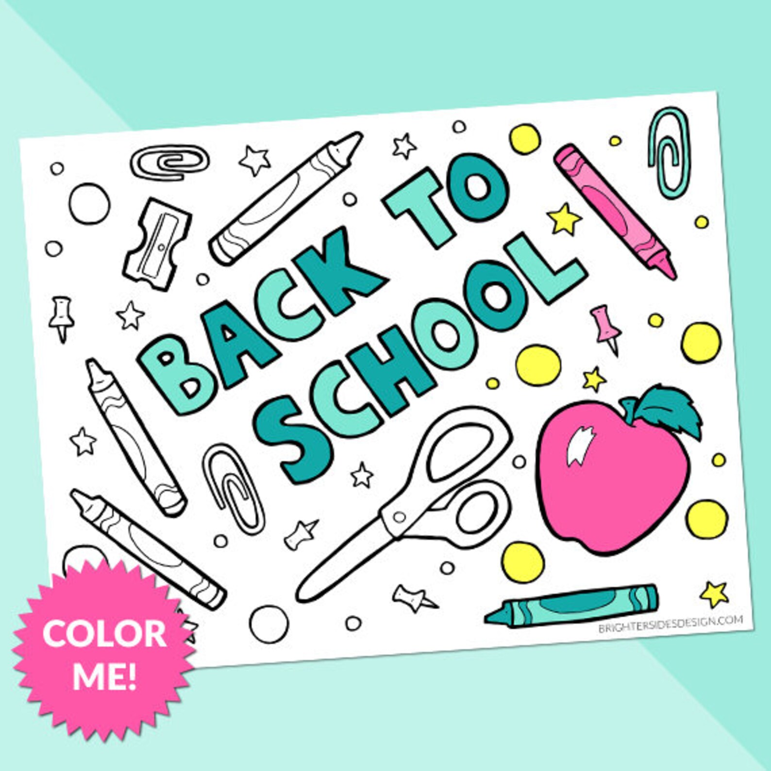 Back to School Coloring Page Printable, Kids Coloring, Teacher ...