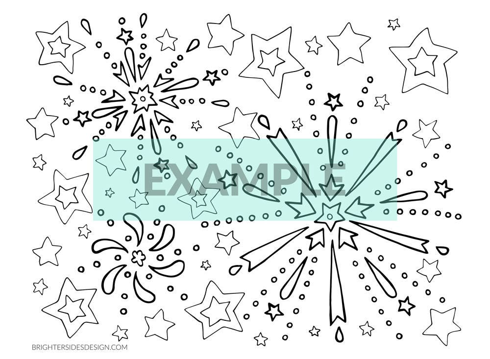 New Year's Eve Fireworks Coloring Pages Printable 4th of July Adult ...